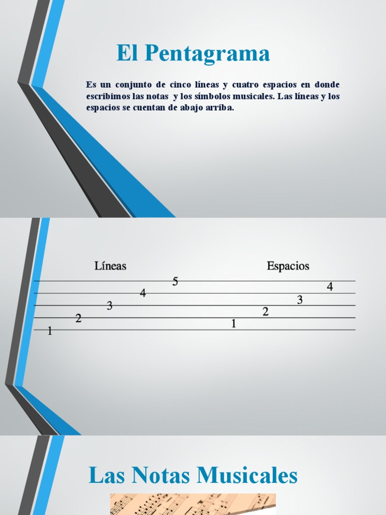 Partes y Notas del Pentagrama Musical | PDF | Arte