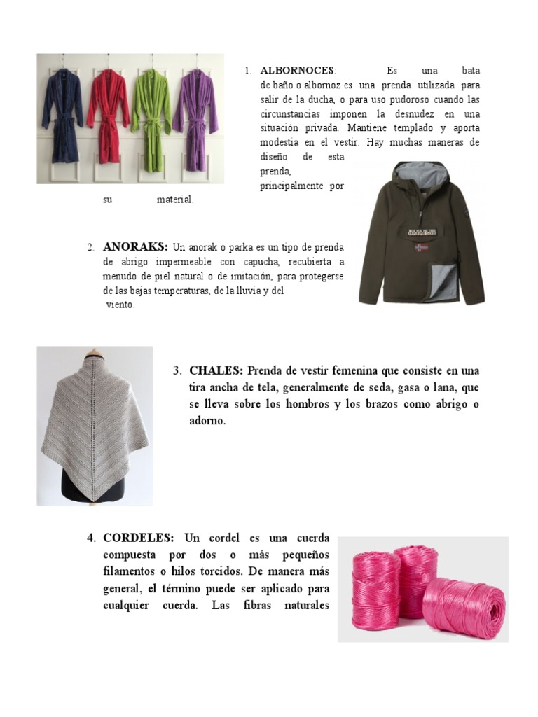 Glosario Sobre "Materias Textiles" | PDF | Prenda interior | Ropa