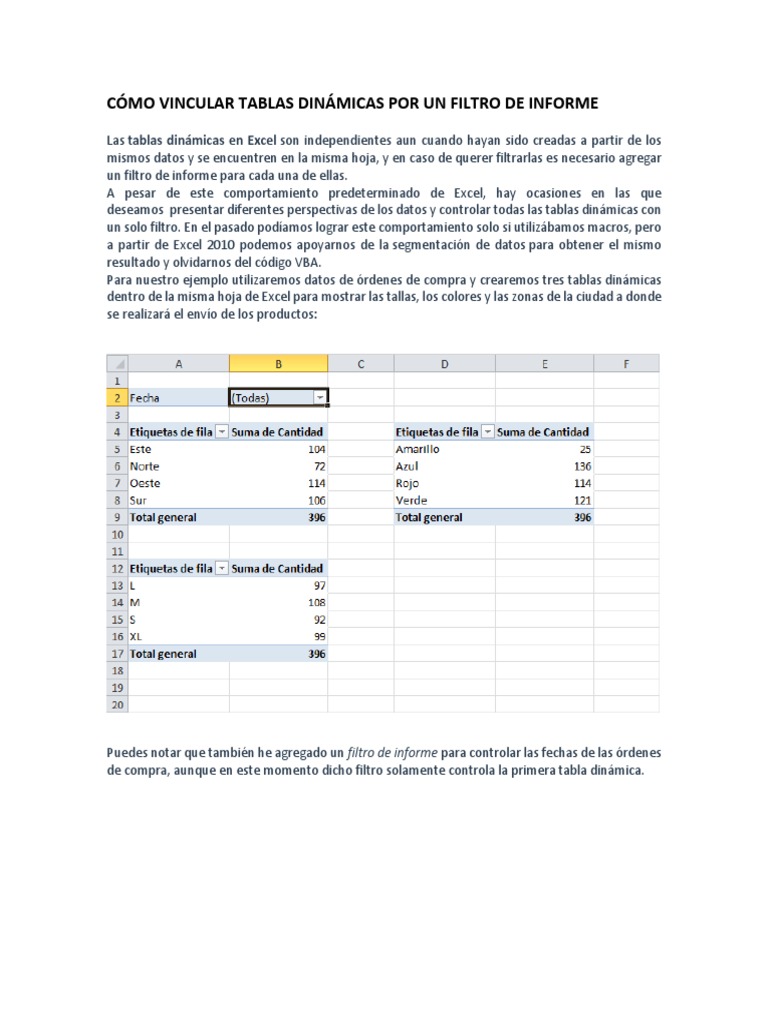 Vincular Tablas Dinamicas | PDF | Macro (informática) | Microsoft Excel