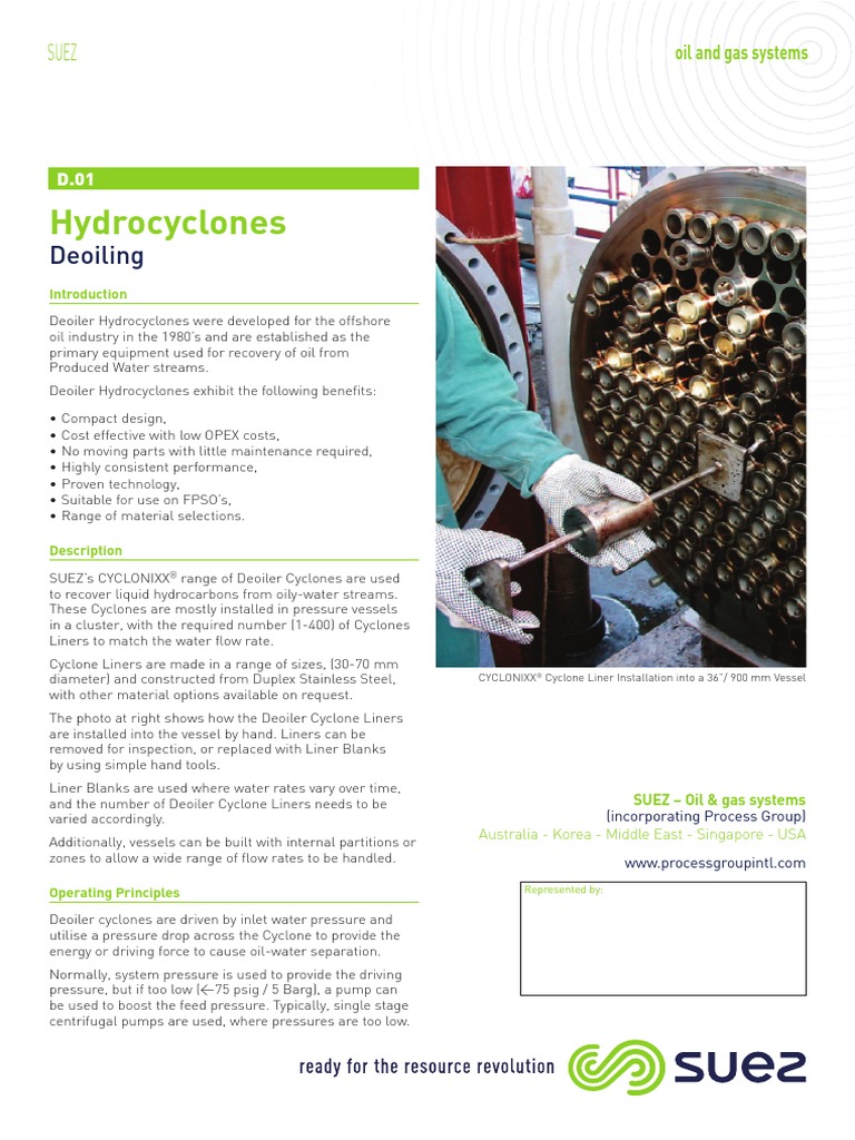 Hydrocyclones Deoiling | PDF | Pump | Energy Technology