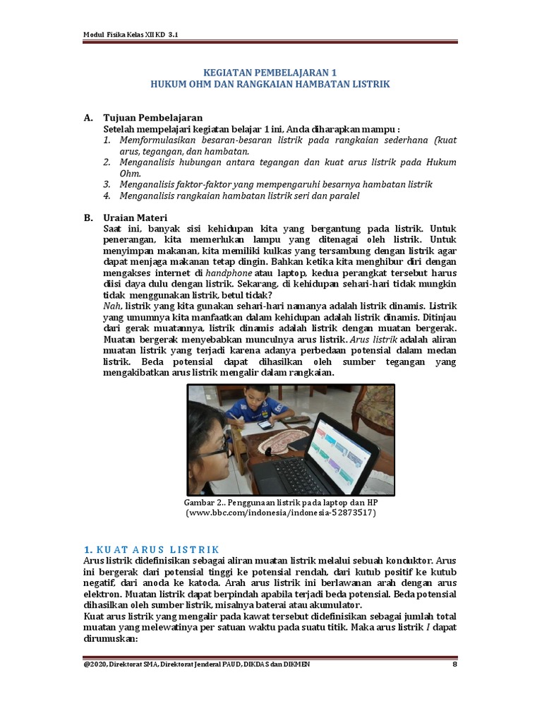 Modul Listrik Dinamis Pertemuan 1 | PDF | Metode & Bahan Ajar | Sains ...