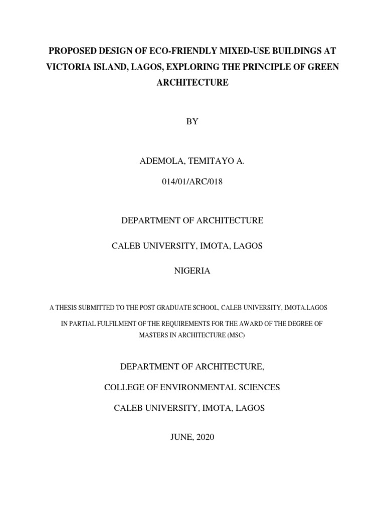 Thesis (Ademola Temitayo) | PDF | Mixed Use Development | Green Building