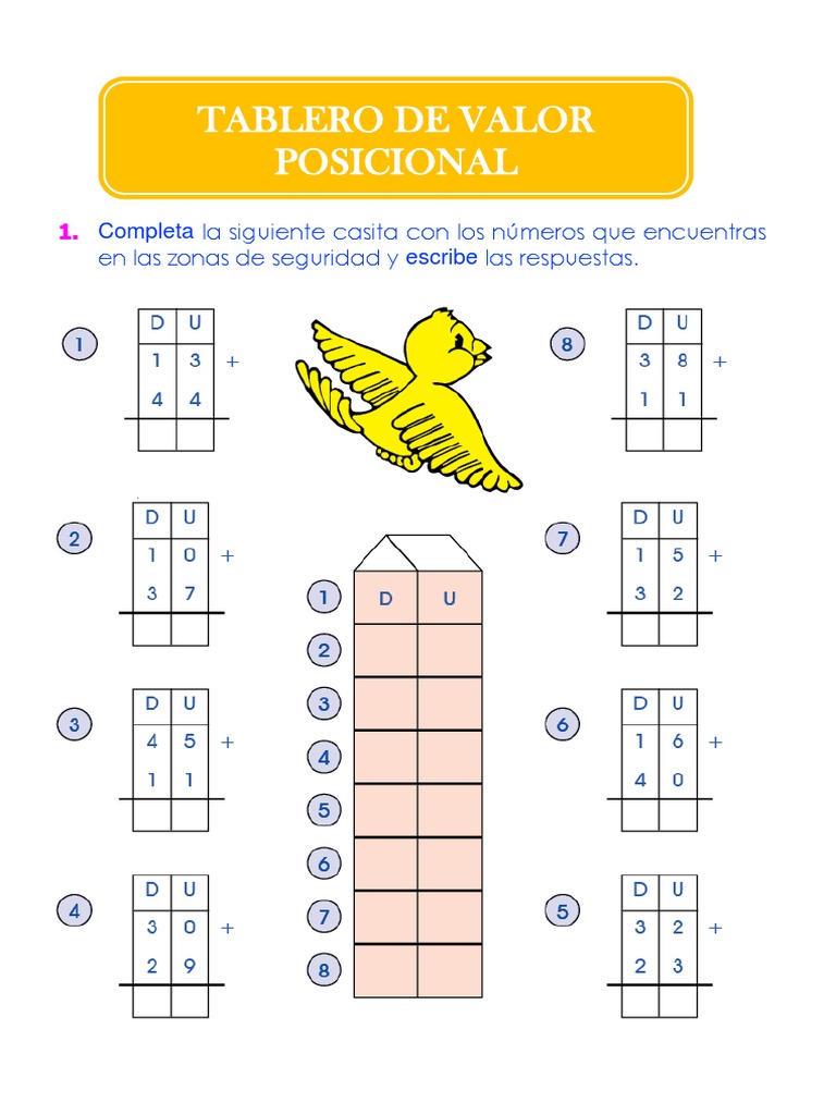 Tablero de Valor Posicional Hasta La Decena para Primer Grado de ...