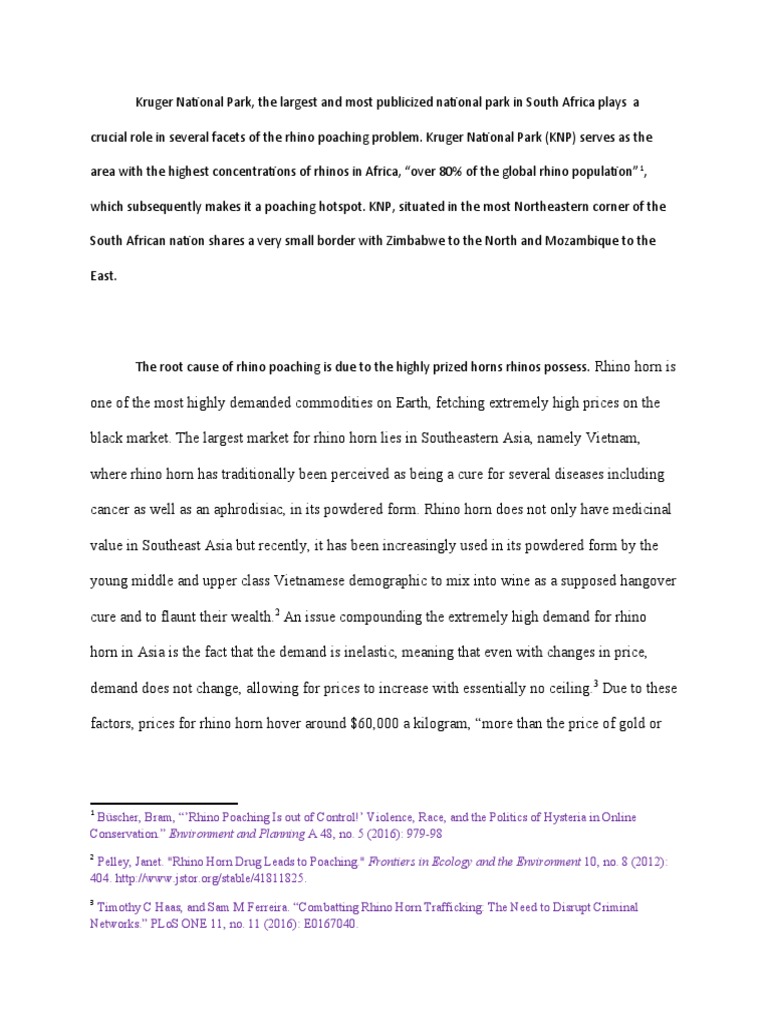 Economic Section of Rhino Poaching Paper | PDF | Poaching | Crime ...