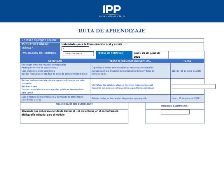 Modelo De Ruta De Aprendizaje Pdf