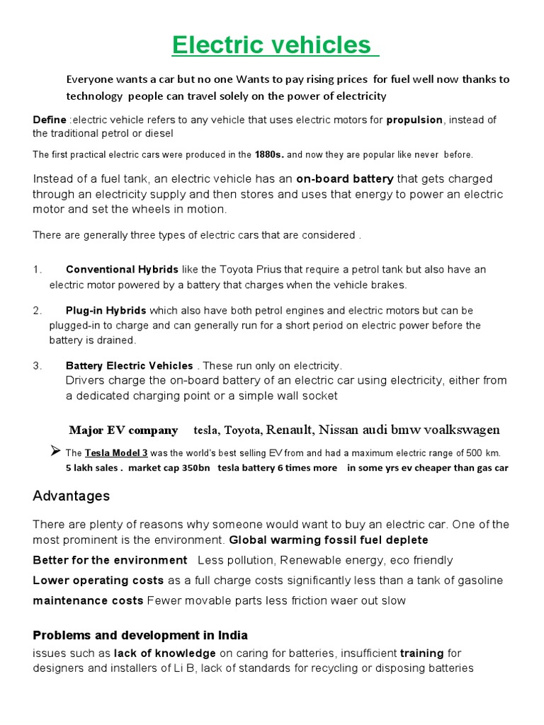 Electric Car | PDF | Electric Car | Electric Vehicle