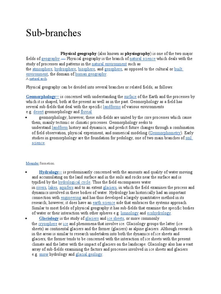 An Overview of the Major Branches of Physical Geography | PDF ...