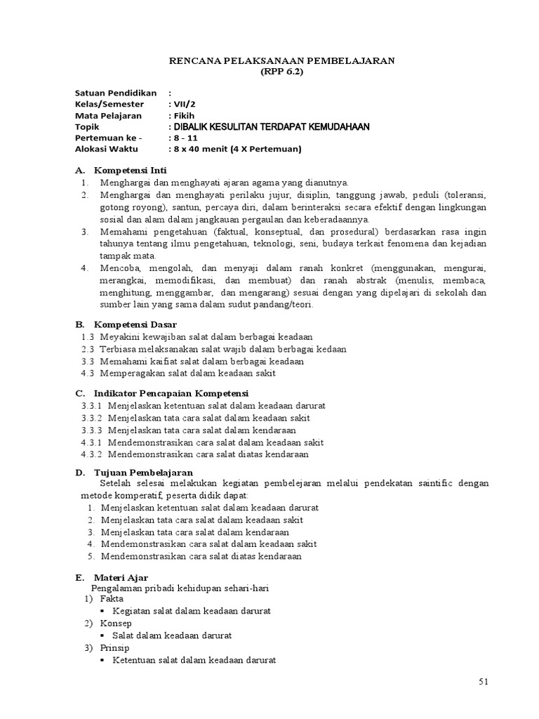 RPP Fiqih Kls 7 No 9 | PDF