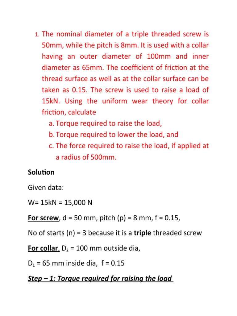 Problems | PDF | Screw | Physics