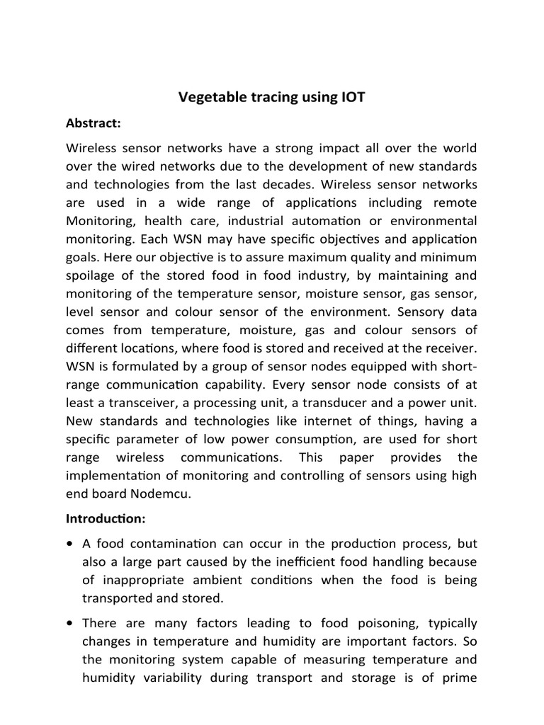 Vegetable Tracing Using IOT | Download Free PDF | Arduino | Computer ...
