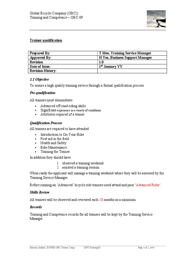CS - Training and Competence - GBC-09 | PDF