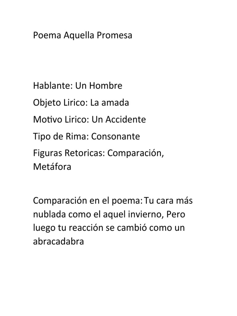 Poema Aquella Promesa: Amor y Metáforas | PDF | Poesía