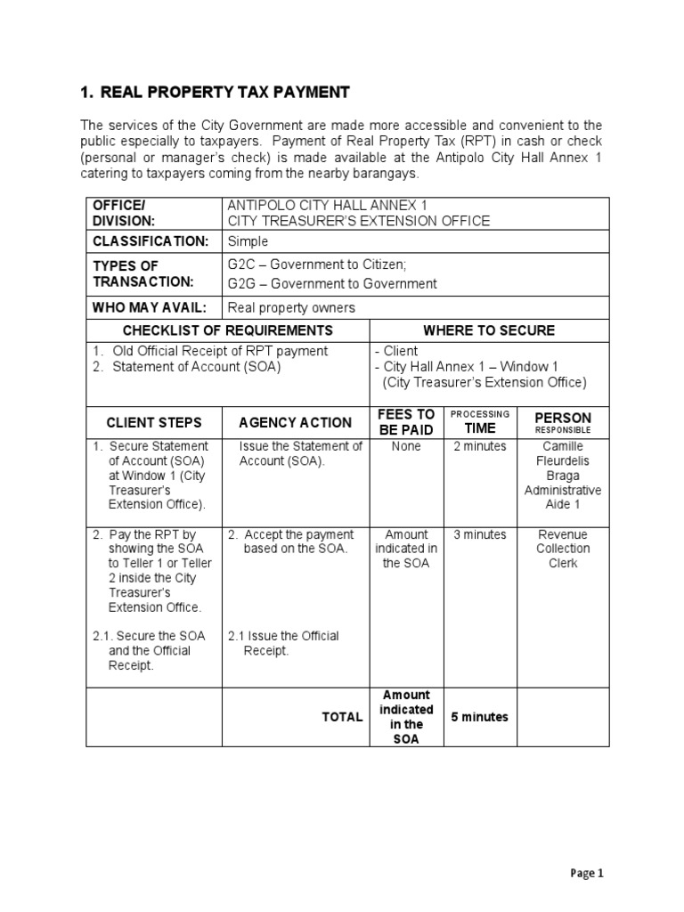 Sample Citizens Charter External Services 1 | PDF | Identity Document | Payments