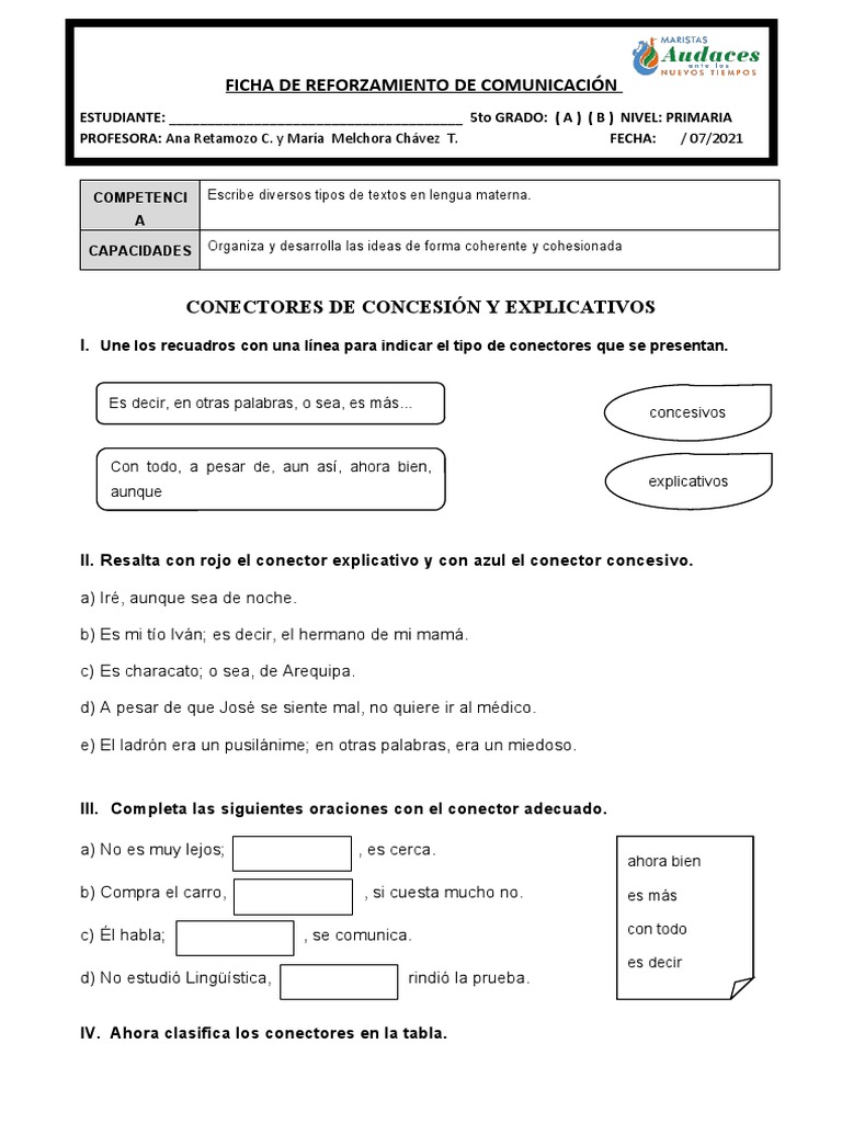 T2 - S6 - FR Los Conectores Concesivos y Explicativos | PDF ...