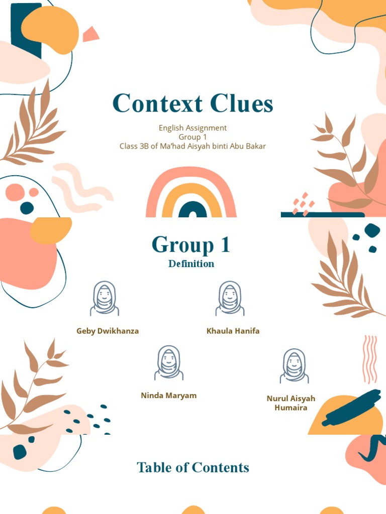Context Clues: English Assignment Group 1 Class 3B of Ma'had Aisyah Binti Abu Bakar | PDF ...
