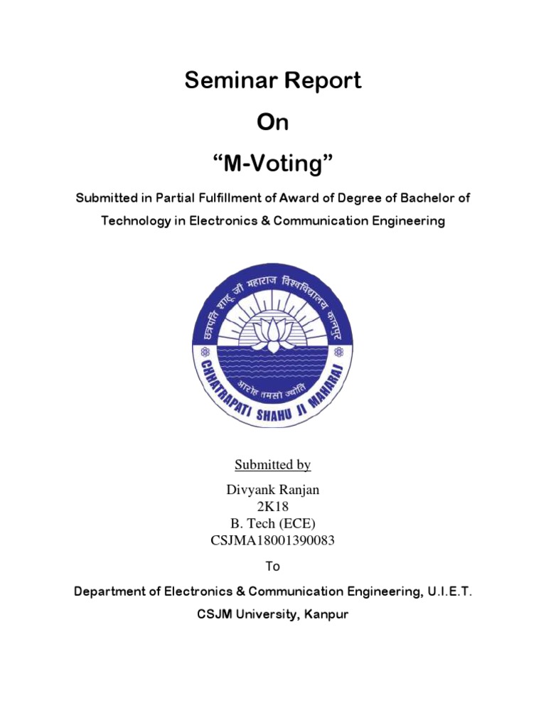 M-Voting Seminar Report (Engineering) | PDF | Electronic Voting ...