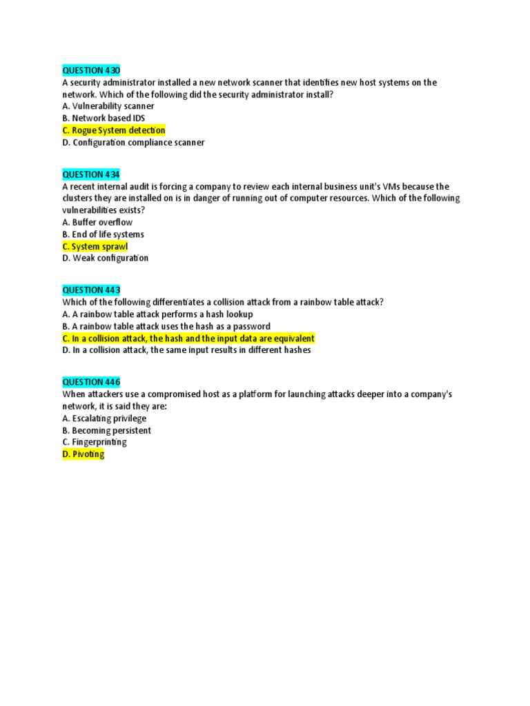 SEcurity+ Questions | PDF | Password | Port (Computer Networking)