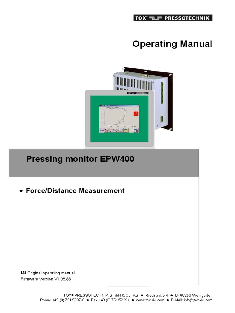 TOX Manual Process-Monitoring-Unit EPW400 en | PDF | Usb | Input/Output