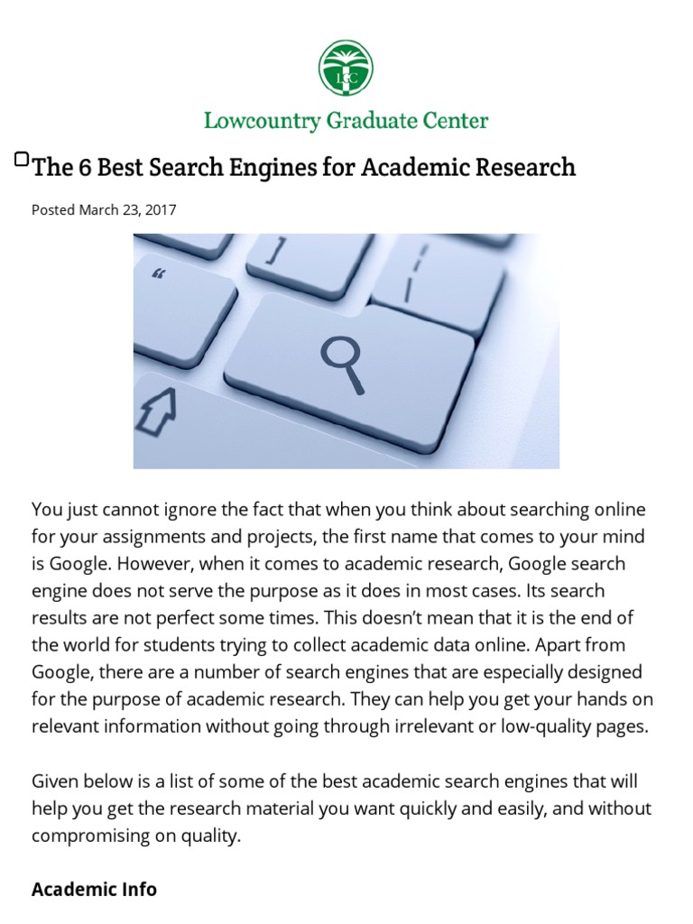 The 6 Best Search Engines For Academic Research | PDF | Career & Growth