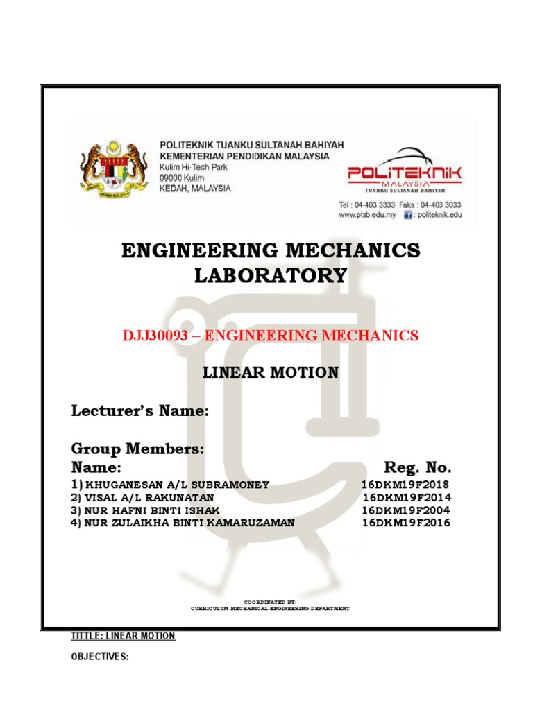Labsheet Linear Motion | PDF | Acceleration | Velocity
