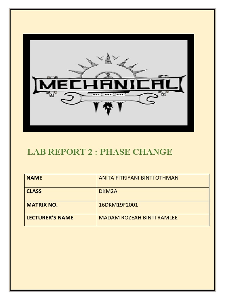 Lab Report 2: Phase Change: Name Class Matrix No. Lecturer'S Name | PDF ...