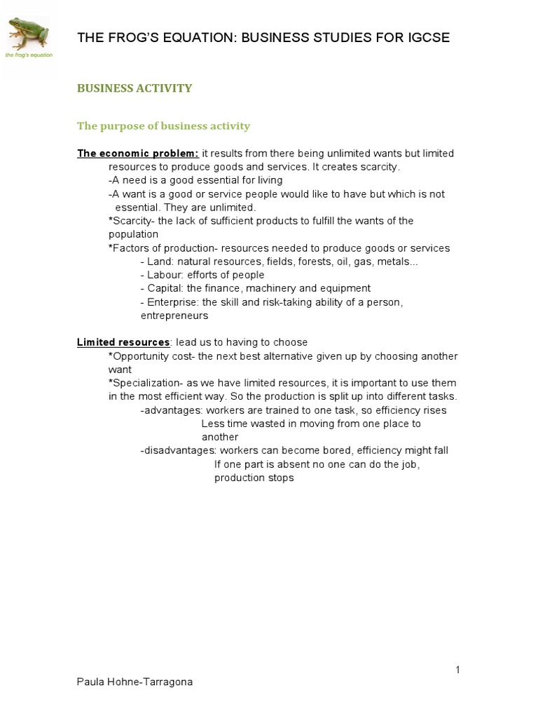 IGCSE BS: Business Activity | PDF | Profit (Economics) | Competition