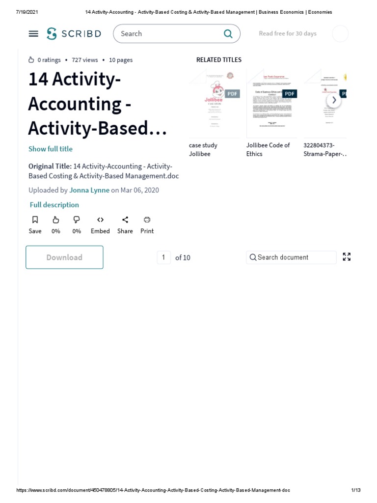 14 Activity-Accounting - Activity-Based Costing & Activity-Based ...