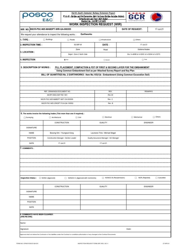 NSCR Extension Project Inspection Request | PDF | Nature