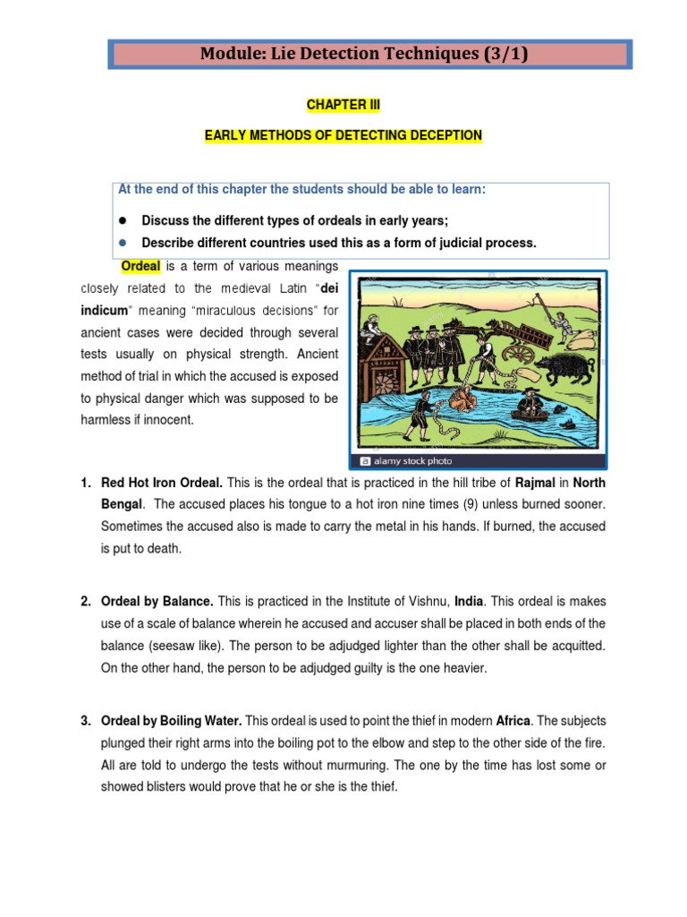 Chapter Iii Early Methods Of Detecting Deception Pdf Prosecution