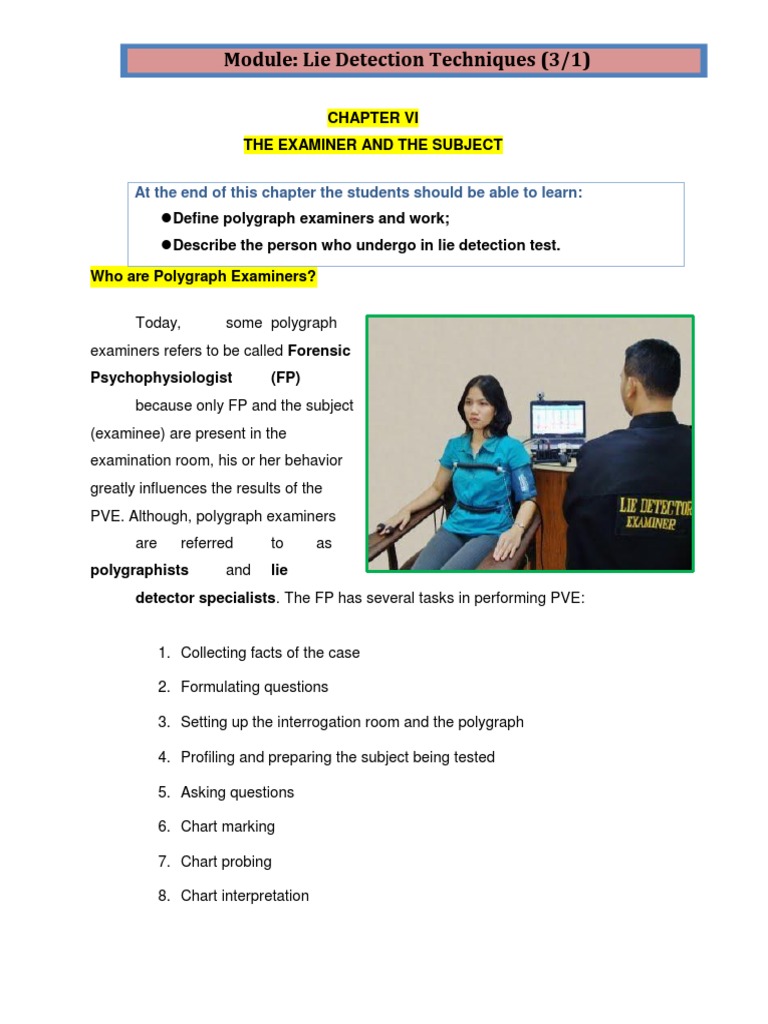 Lie Detection Techniques and Examiner Characteristics | PDF | Polygraph | Interrogation