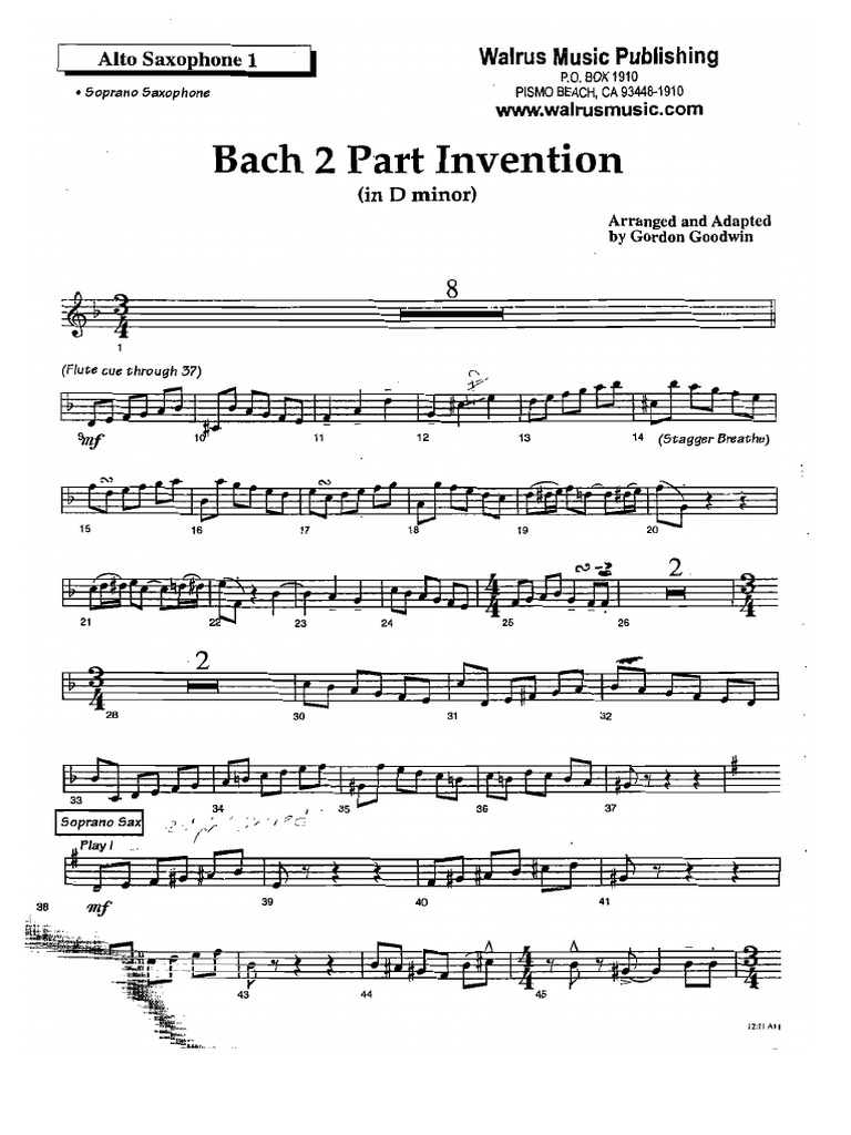 Bach 2 Part Invention Gordon Goodwin | PDF