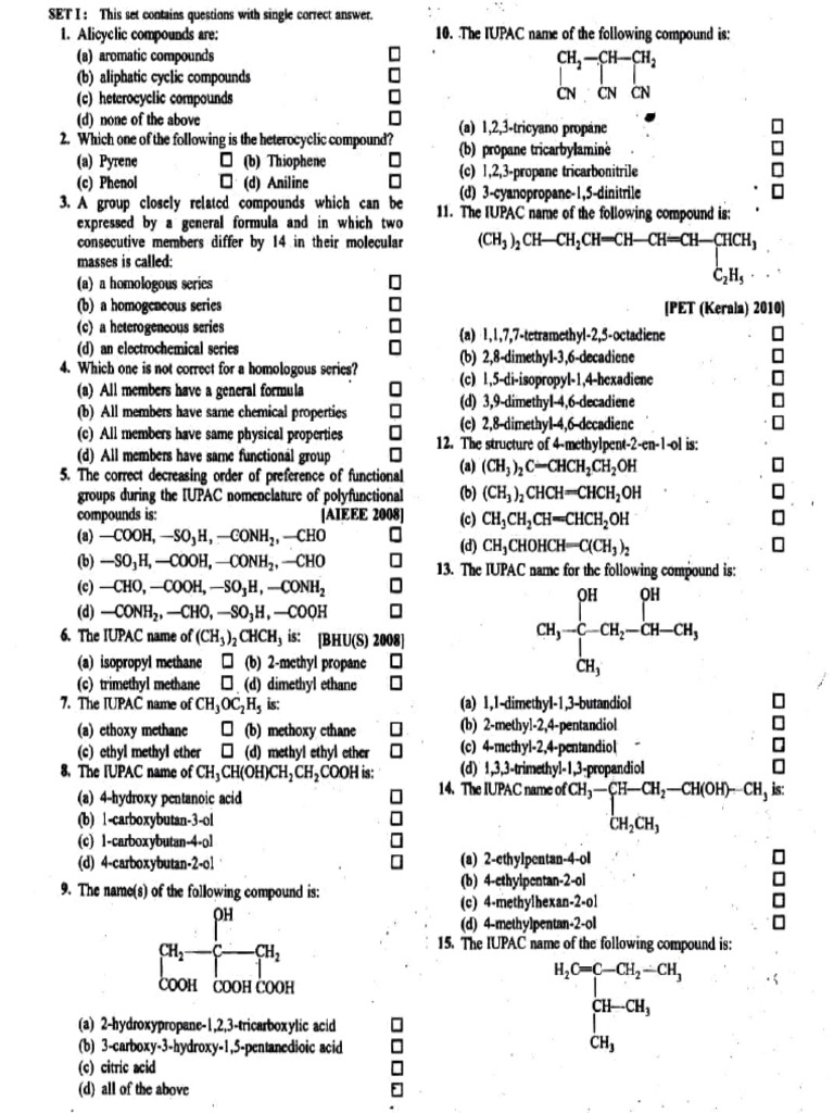 Iupac Worksheet | PDF | Methyl Group | Ether