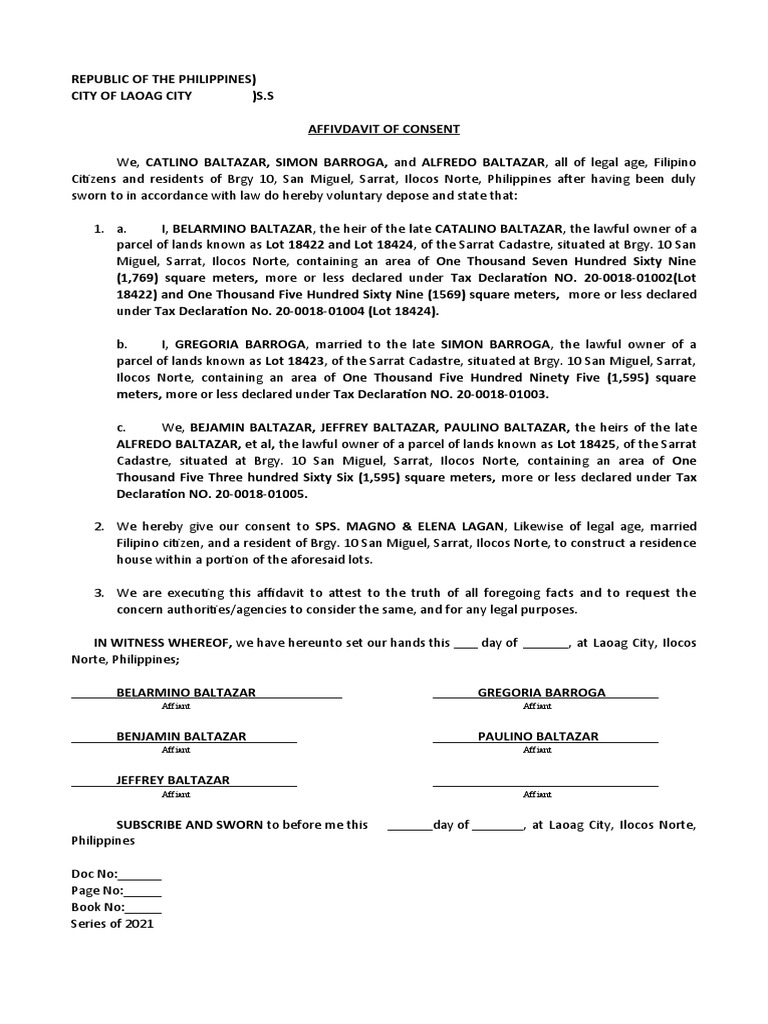 Affidavit of Consent | PDF | Affidavit | Document