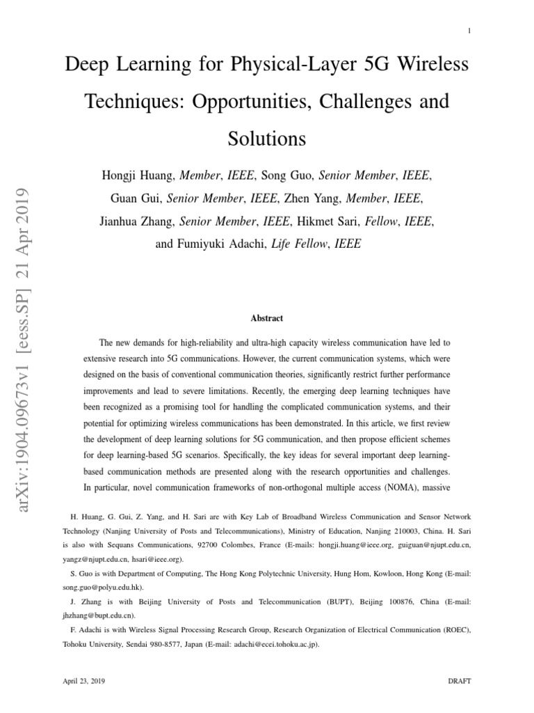 Deep Learning For PHY Layer 5G Challenges | PDF | Deep Learning | Mimo