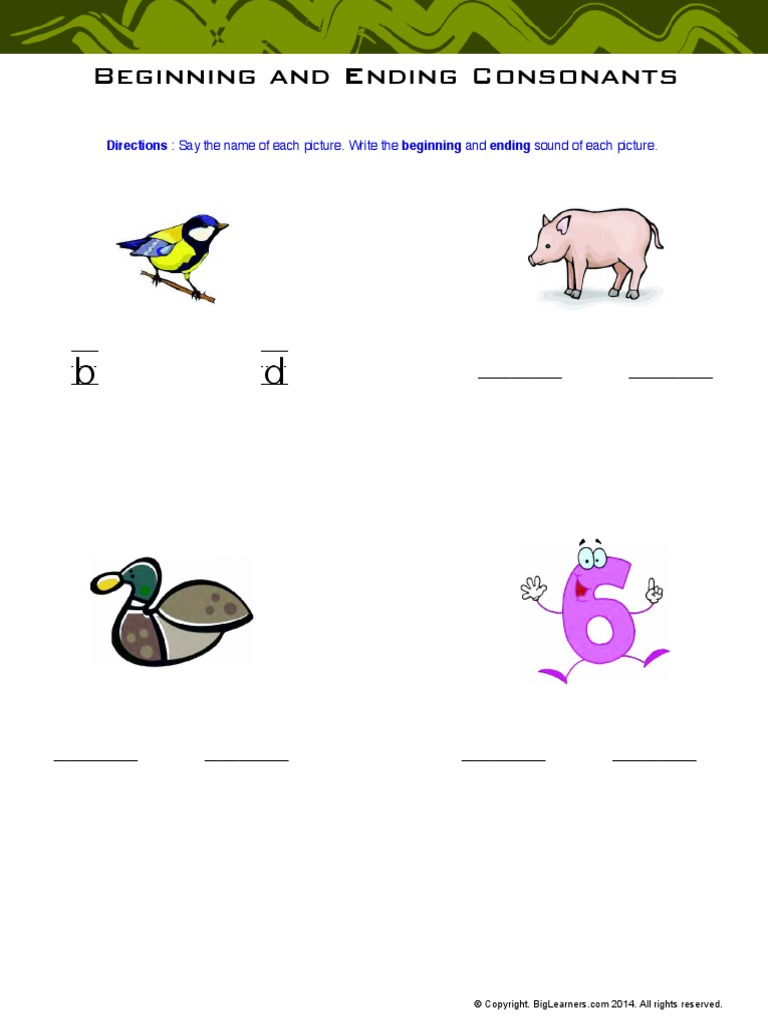 Beginning and Ending Consonants | PDF