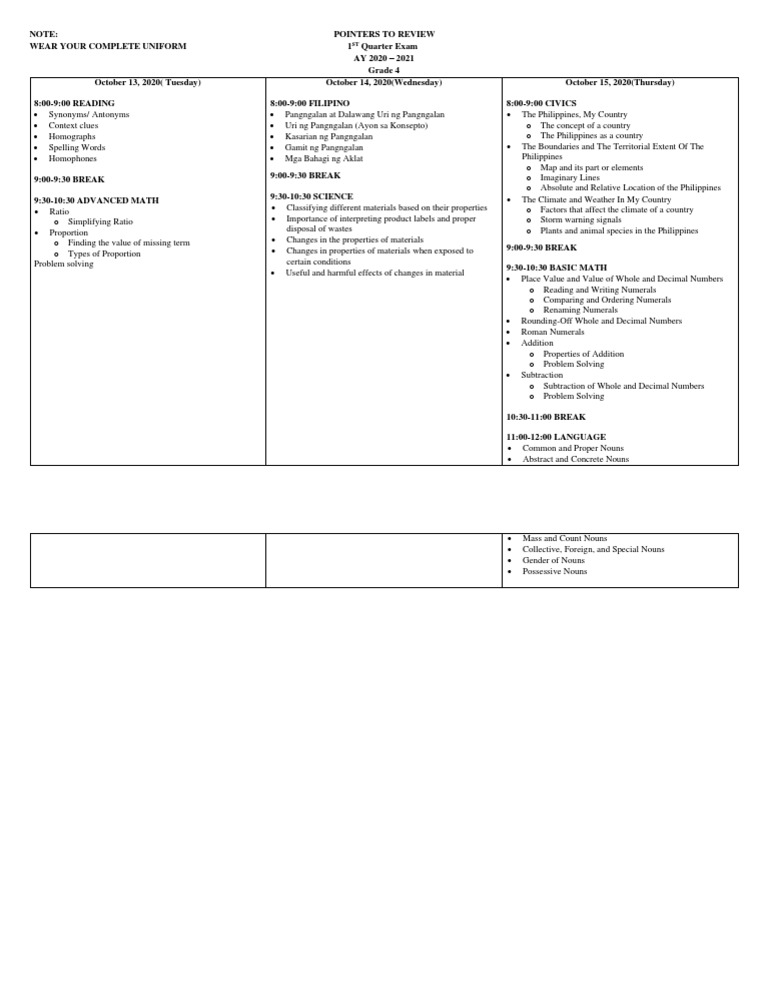 Grade 4 Pointers | PDF | Noun | Linguistics