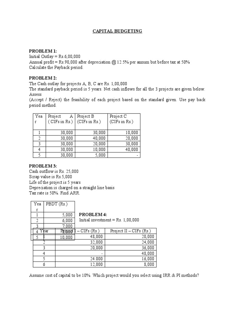 Assignment - 1 (Capital Budgeting) | PDF | Net Present Value | Capital ...
