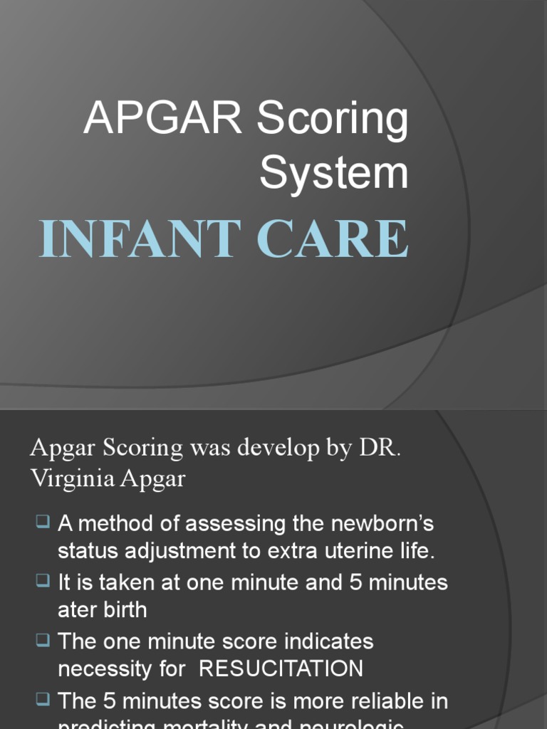 APGAR Scoring System: Infant Care | PDF