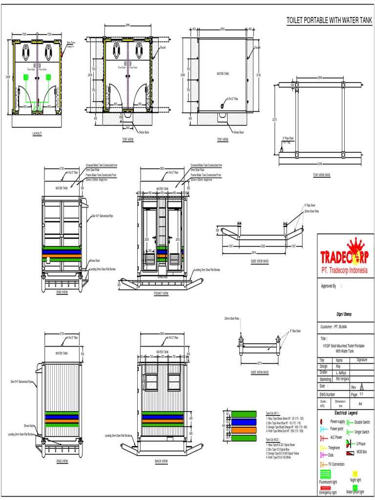 Drawing 10ft Skid Mounted Toilet Portable With Water Tank 1001732138 ...