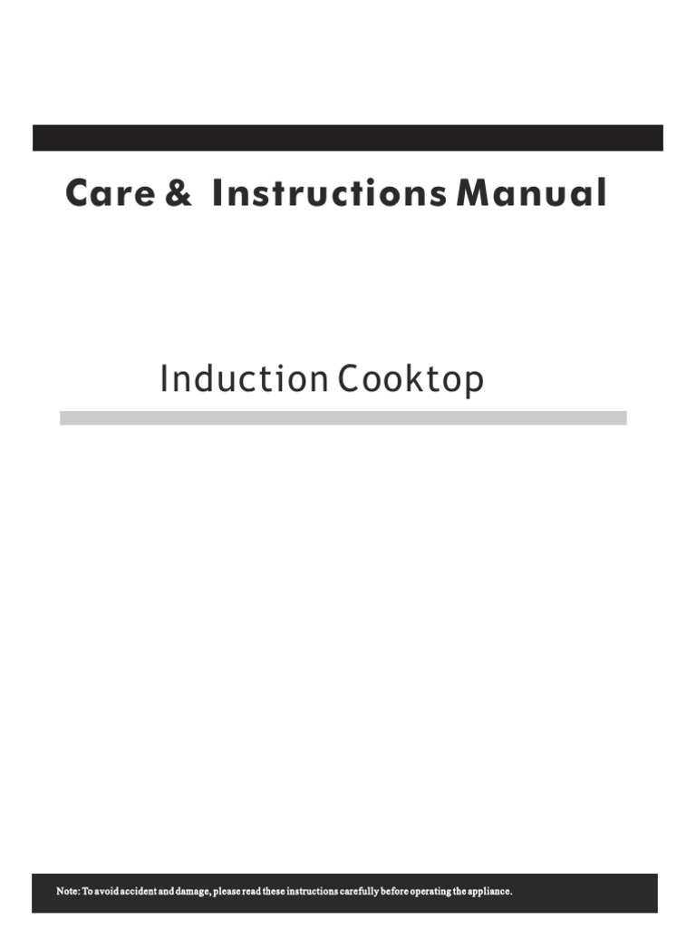 Care Instructions Manual &: Induction Cooktop | PDF | Cookware And ...