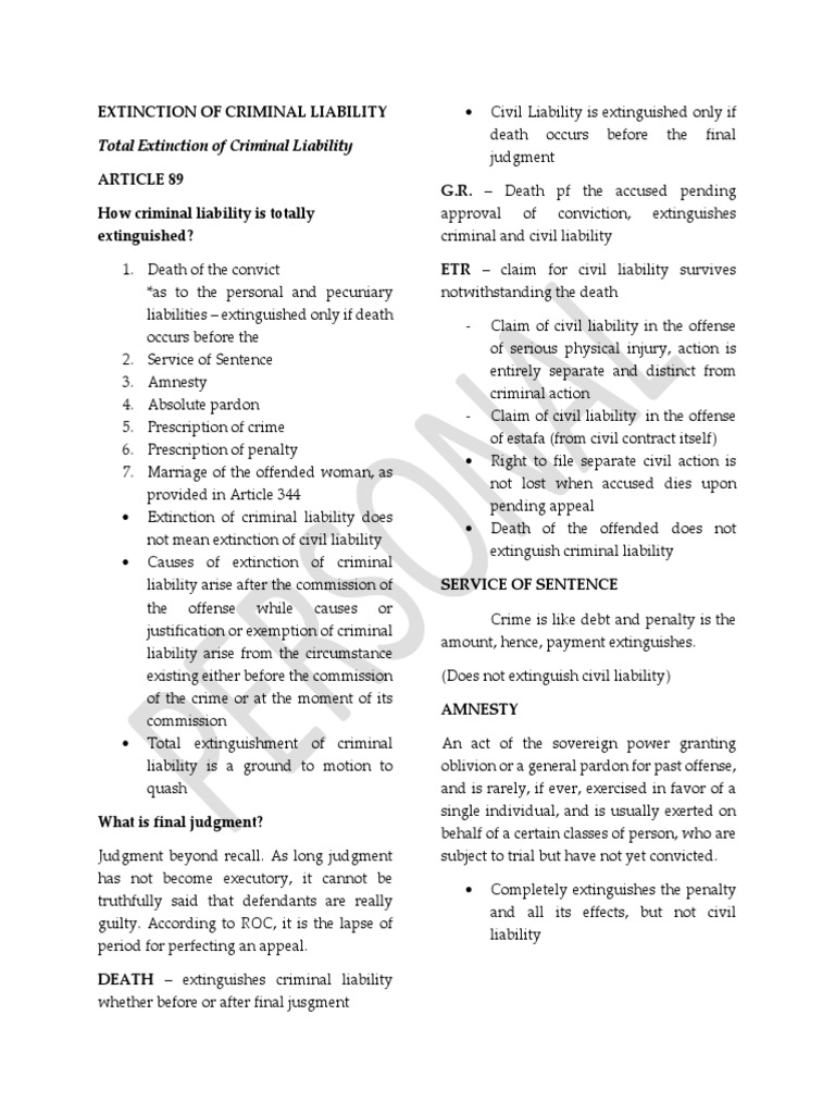 Total Extinction of Criminal Liability | PDF | Pardon | Parole