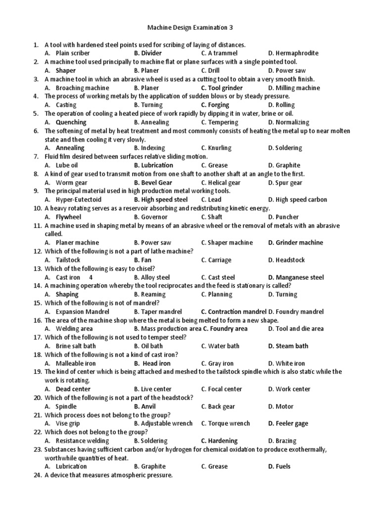 Machine Design Exam: Key Concepts | PDF | Strength Of Materials | Gear