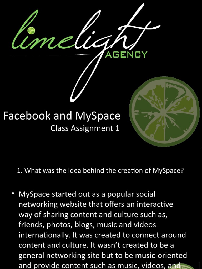 Facebook and Myspace: Class Assignment 1 | PDF