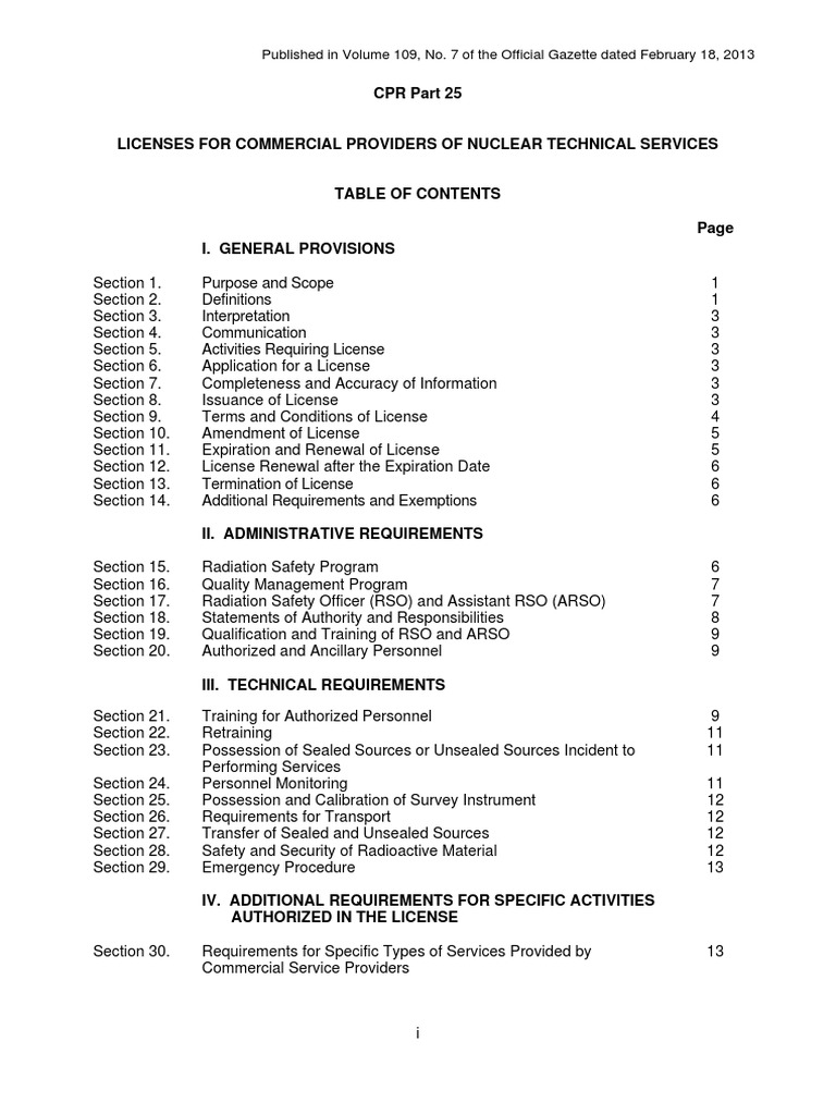 License Requirements for Nuclear Technical Service Providers | PDF ...