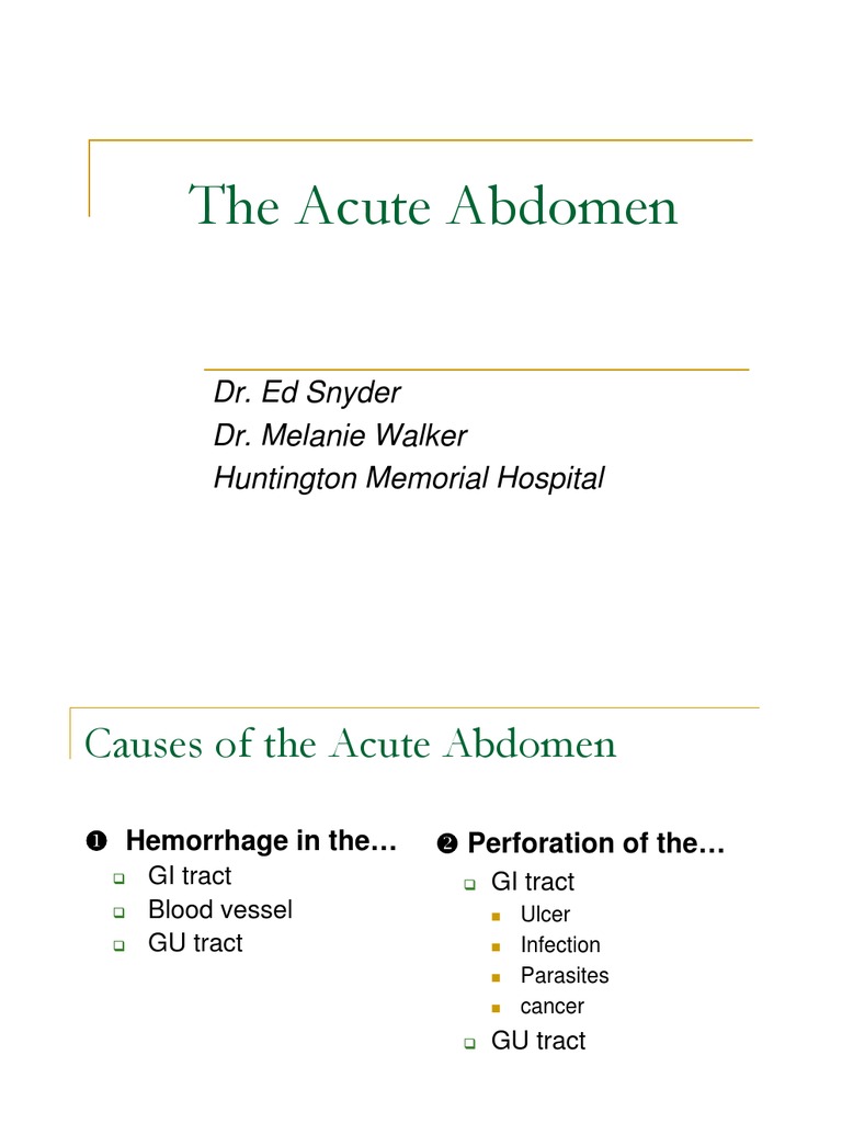The Acute Abdomen | PDF