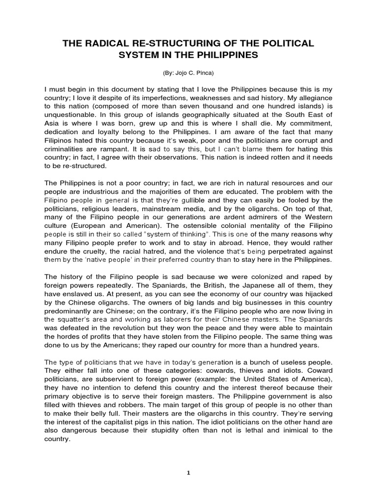 The Radical Restructuring of The Political System in The Philippines ...
