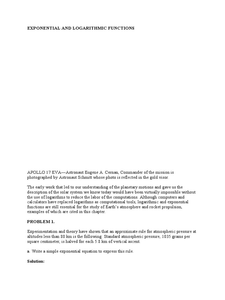 Exponential and Logarithmic Functions | PDF | Electromagnetic Radiation ...