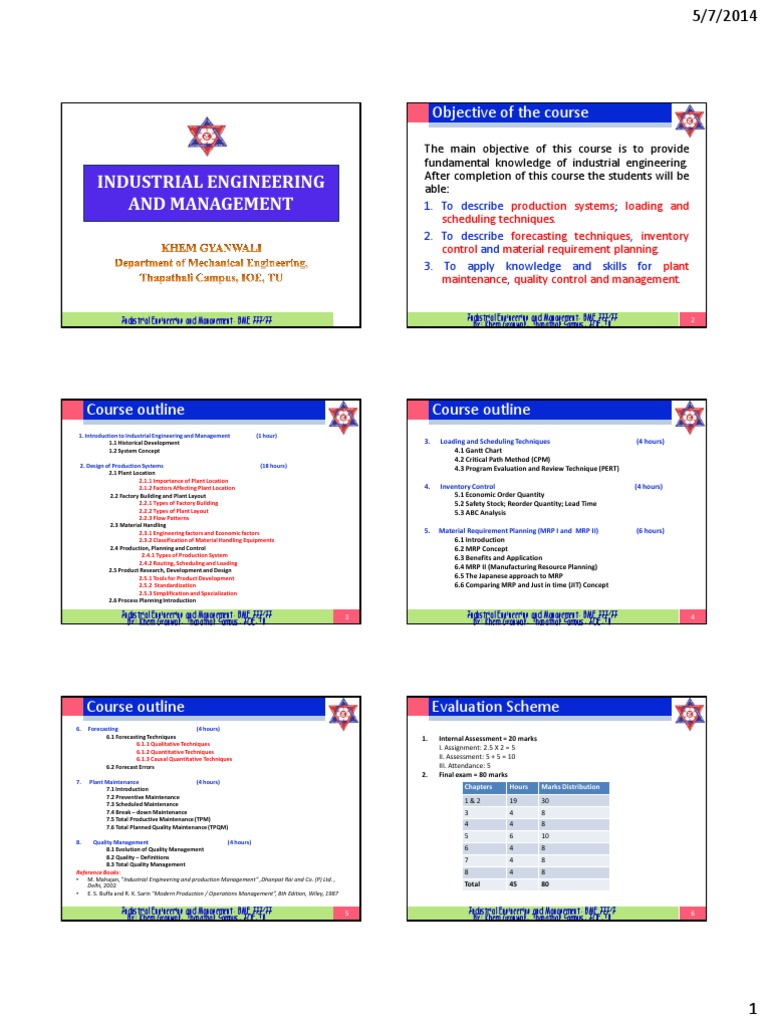 Introduction To Industrial Engineering and Management | PDF ...