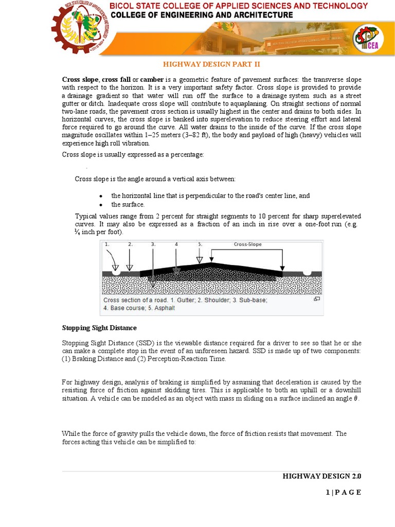 Cross Slope, Cross Fall or Camber Is A Geometric Feature of Pavement ...