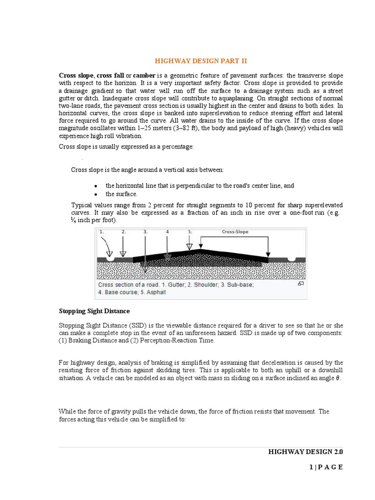 Cross Slope, Cross Fall or Camber Is A Geometric Feature of Pavement ...